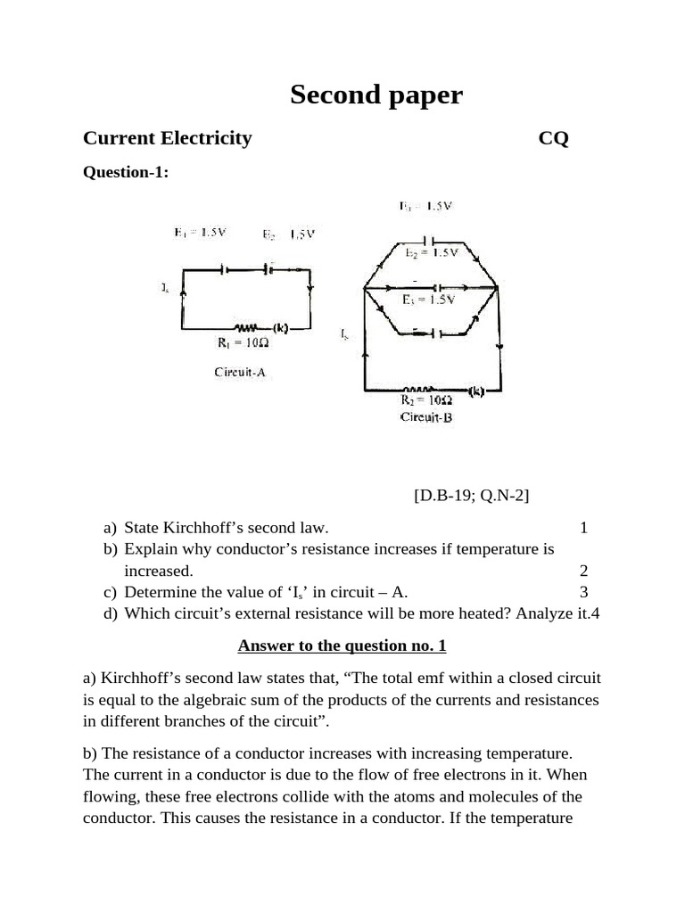 2nd Paper..Current Electricity..CQ | PDF