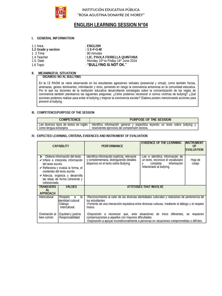SESION N°4-1° II BIM.2024 | PDF