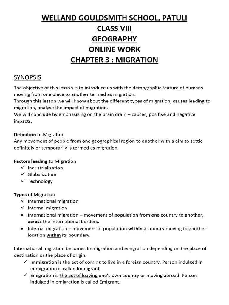 Understanding Migration: Types and Impacts | PDF | Human Migration ...