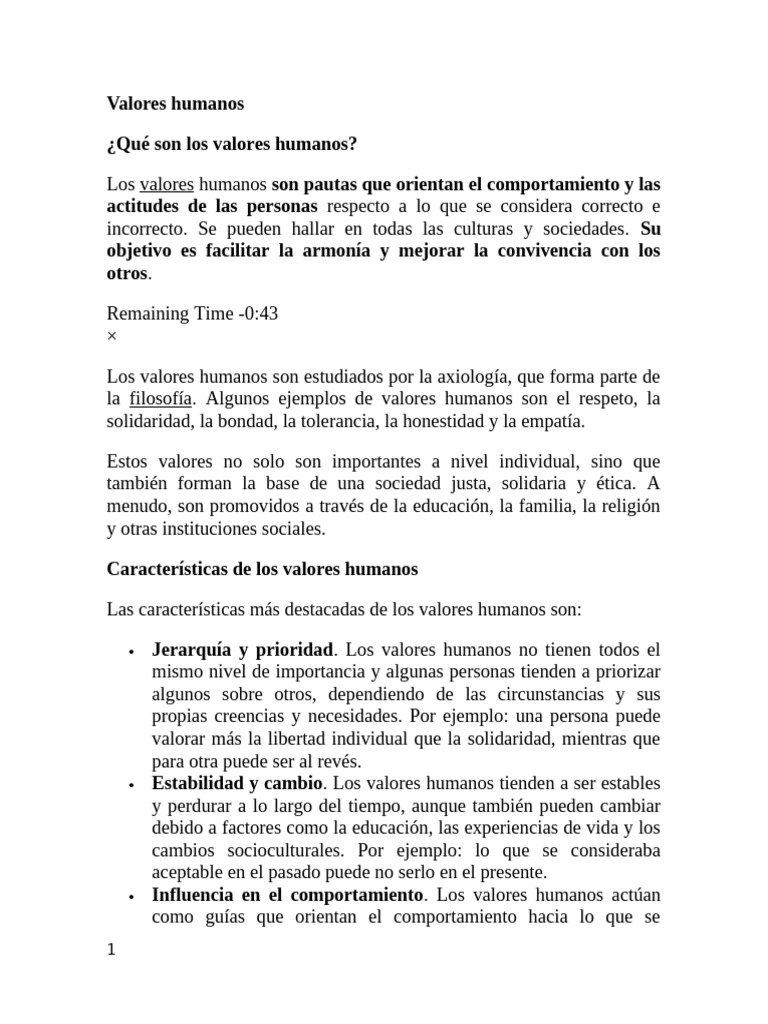 Valores Humanos | PDF