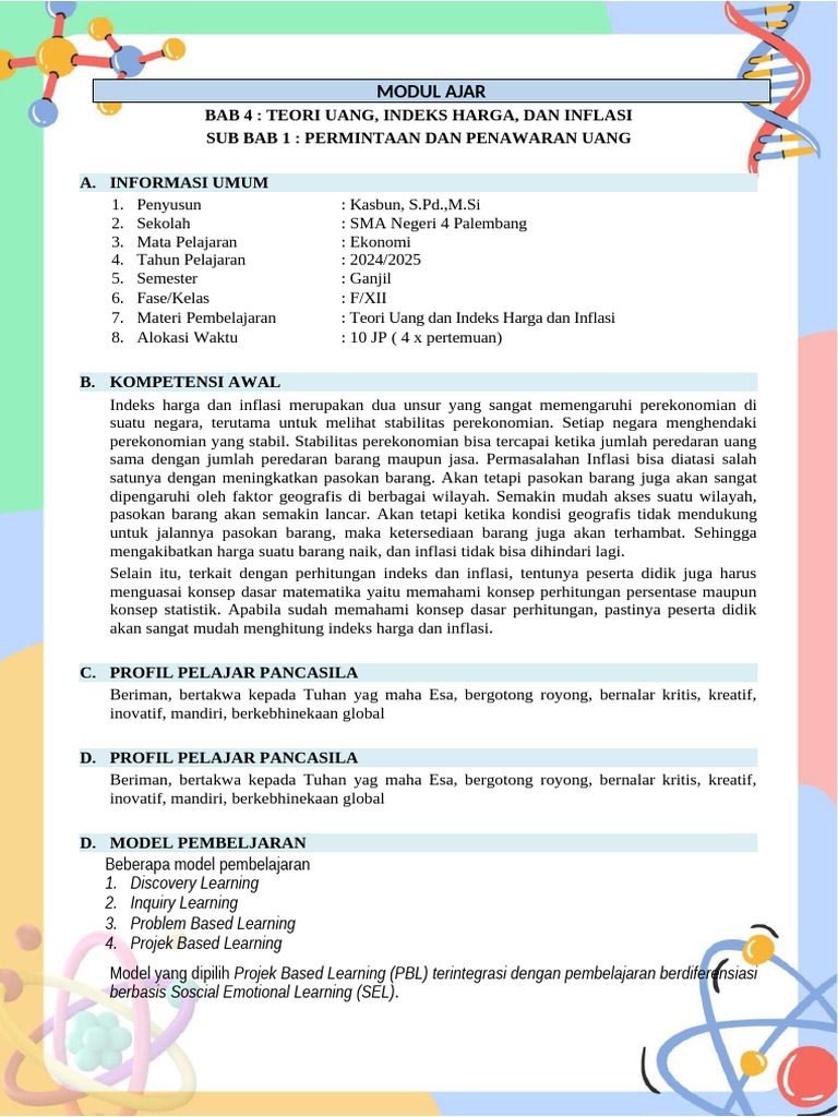 Ekonomi 11 Bab 4 - Teori Uang, Indeks Harga, Dan Inflasi | PDF