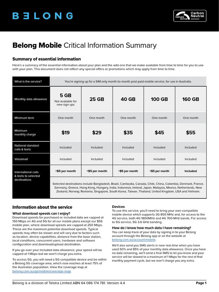 Belong Mobile Cis | PDF