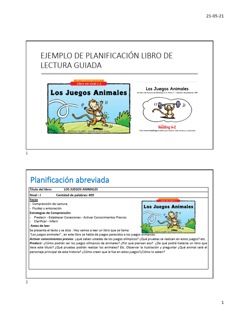 Ejemplo de Planificación Libro de Lectura Guiada | PDF