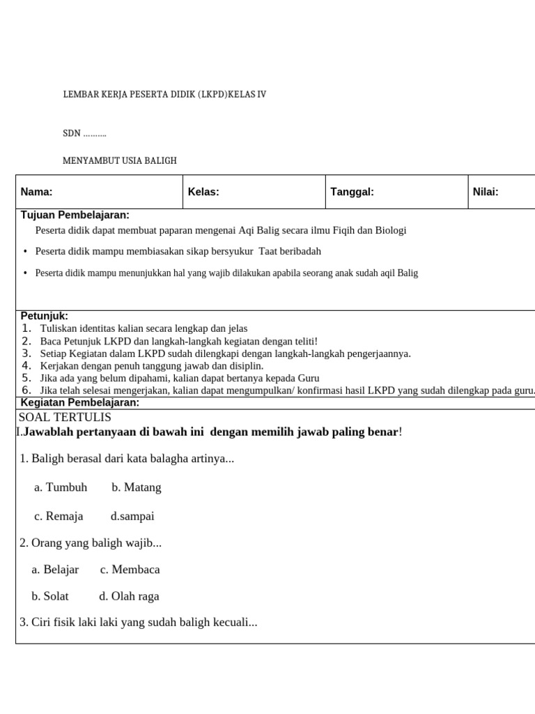 Contoh LKPD | PDF