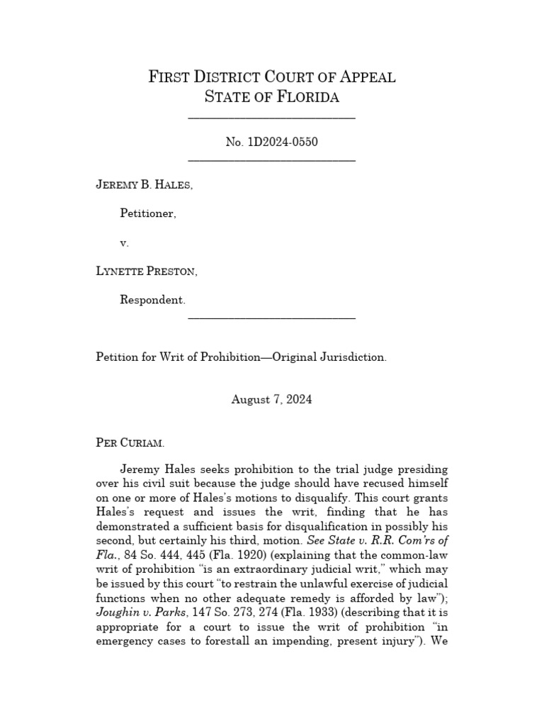 Petition For Writ of Prohibition-Original Jurisdiction | PDF | Writ Of Prohibition | Writ