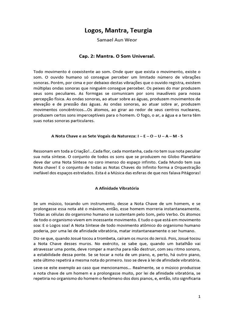 Logos-Mantra-Teurgia Cap 2 Mantra O-Som-Universal | PDF