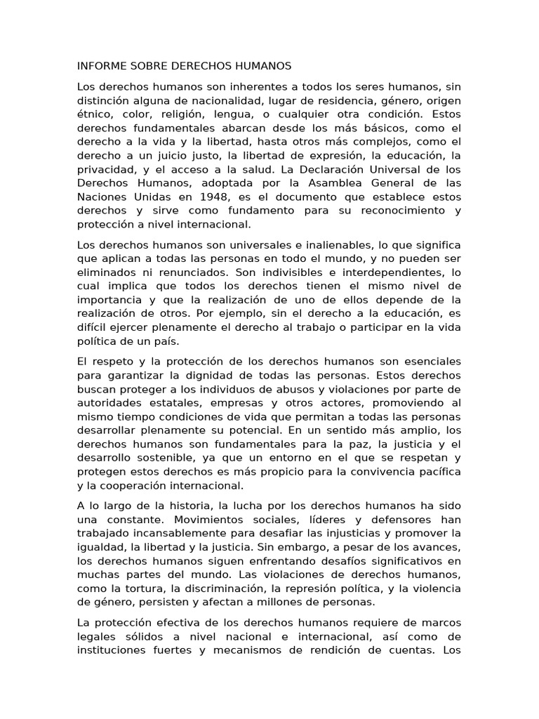 INFORME SOBRE DERECHOS HUMANOS | PDF