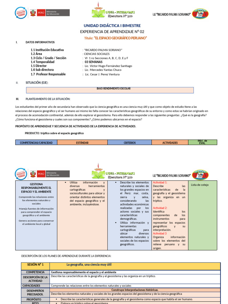 Experiencia de Aprendizaje 02 - Primero | PDF