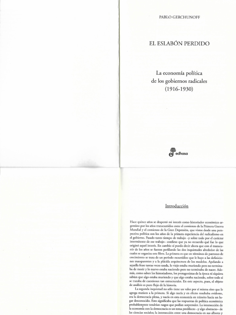 Gerchunoff Pablo - El Eslabon Perdido - Introduccion-Cap. 1-2 | PDF