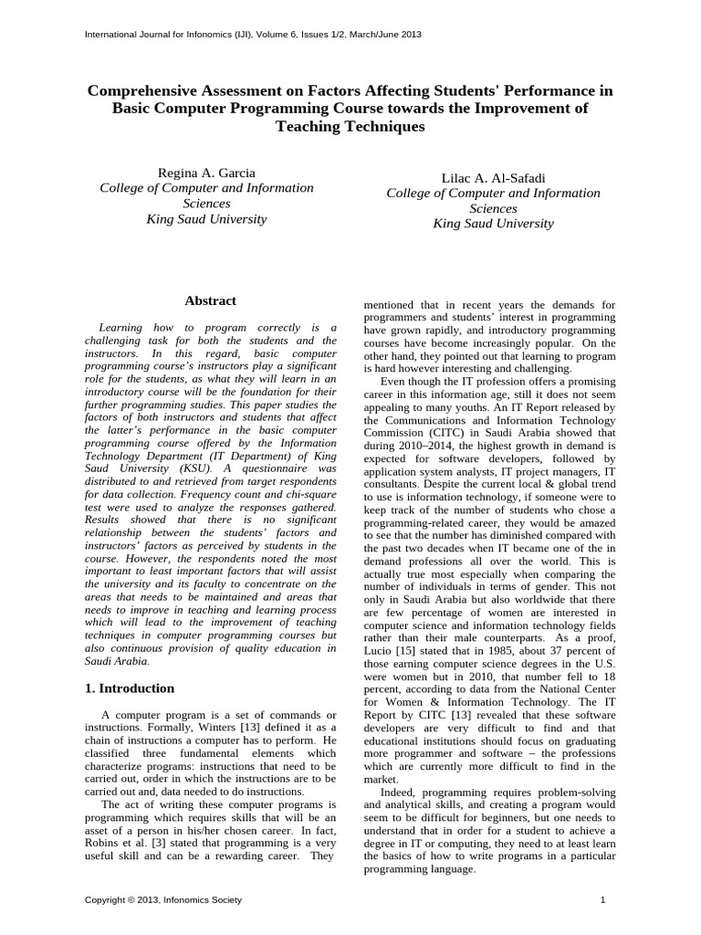Comprehensive Assessment On Factors Affecting Students Performance | PDF