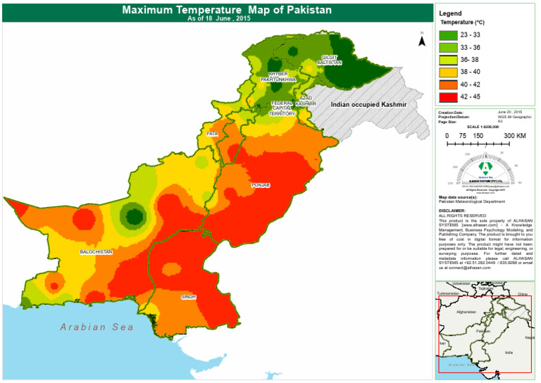 Maximum Temperature Map of Pakistan | PDF
