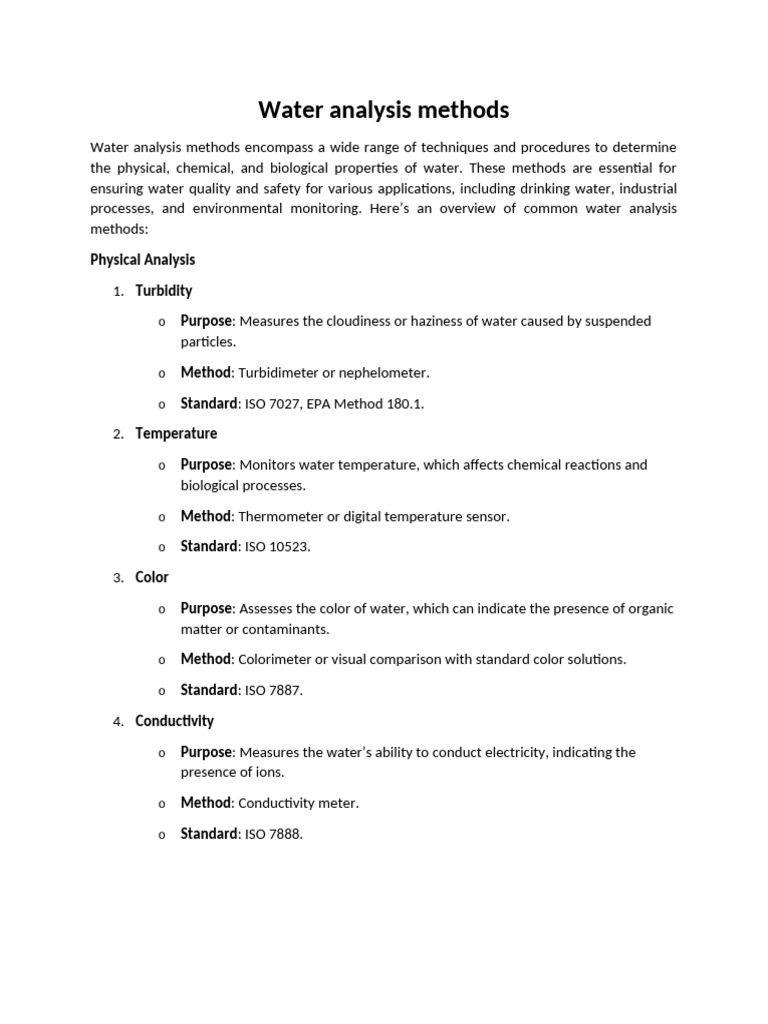 Water Analysis Methods - 083014 | PDF