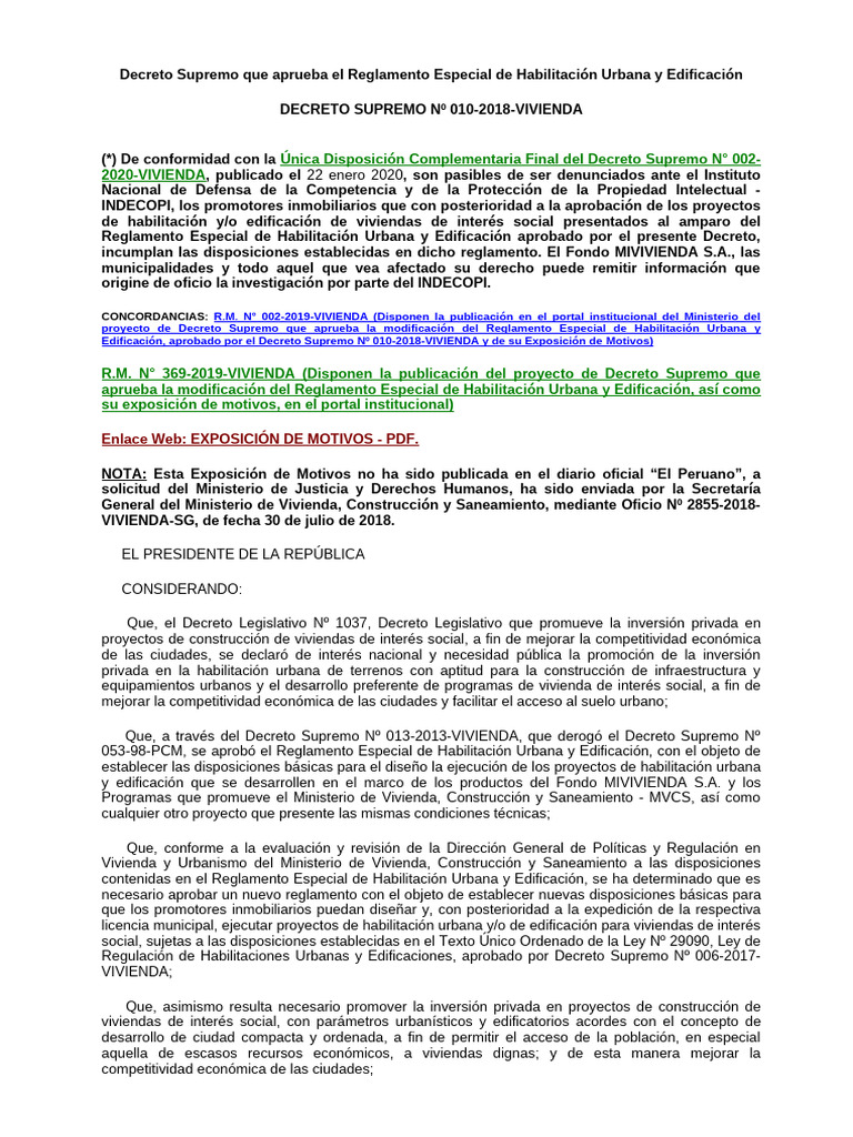 (2023-03-17 Spij) DS 010-2018-Vivienda | PDF
