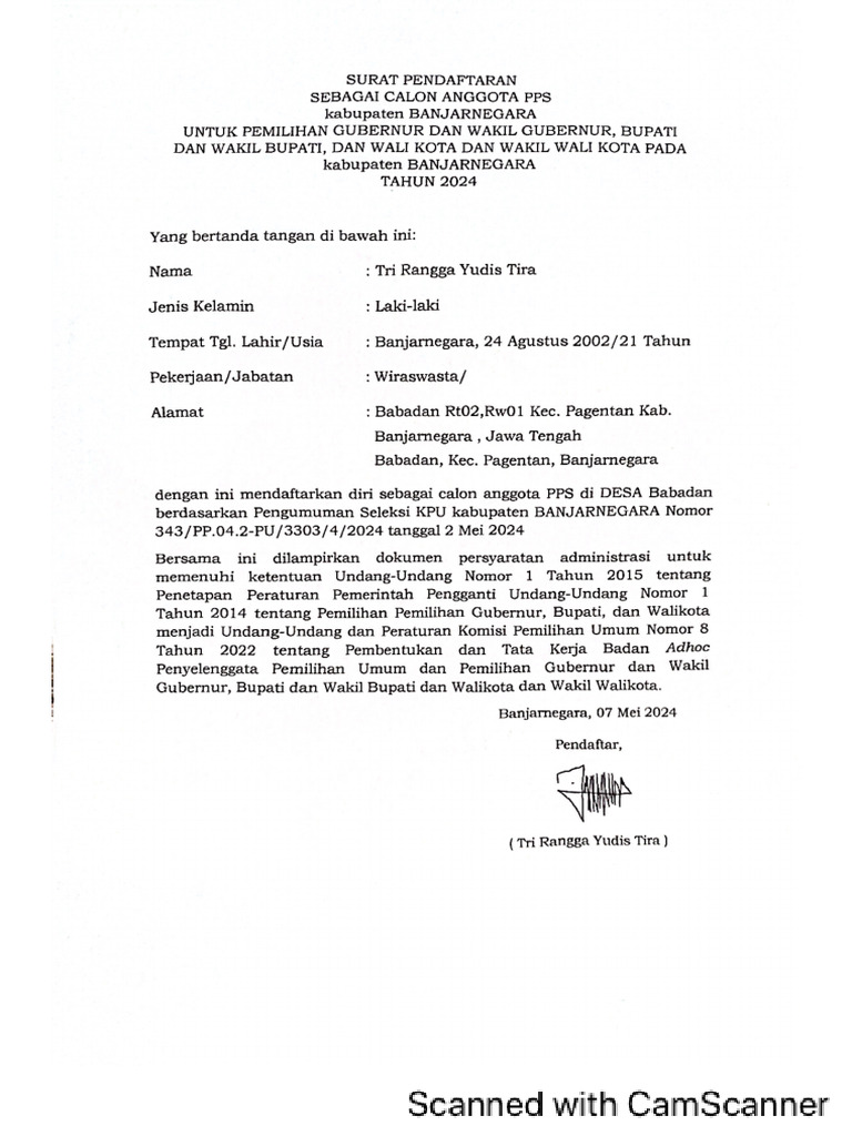 SURAT PENDAFTARAN | PDF