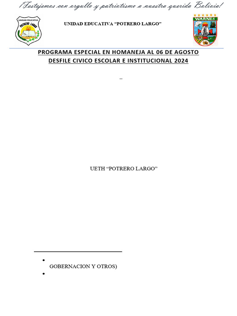 Programa Oficial Desfile 6 de Agosto Sat | PDF