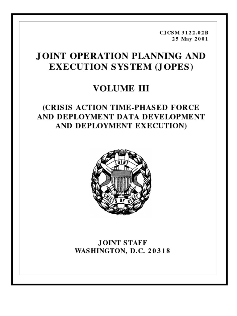 CJCSM 3122.02B JOPES Vol 3 | PDF | Joint Chiefs Of Staff | Chairman Of The Joint Chiefs Of Staff