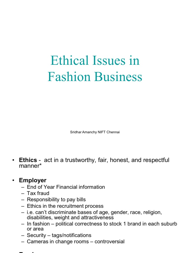Ethical Issues in Fashion Industry | PDF