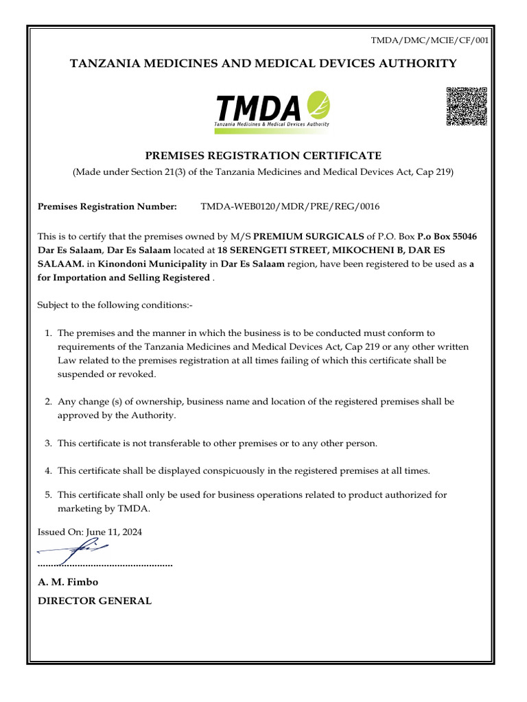 TMDA Certificate 2024 | PDF