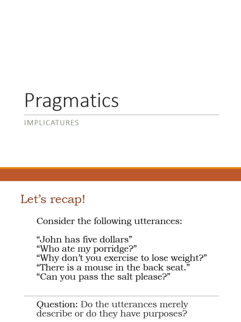 Pragmatics (Implicatures) | PDF
