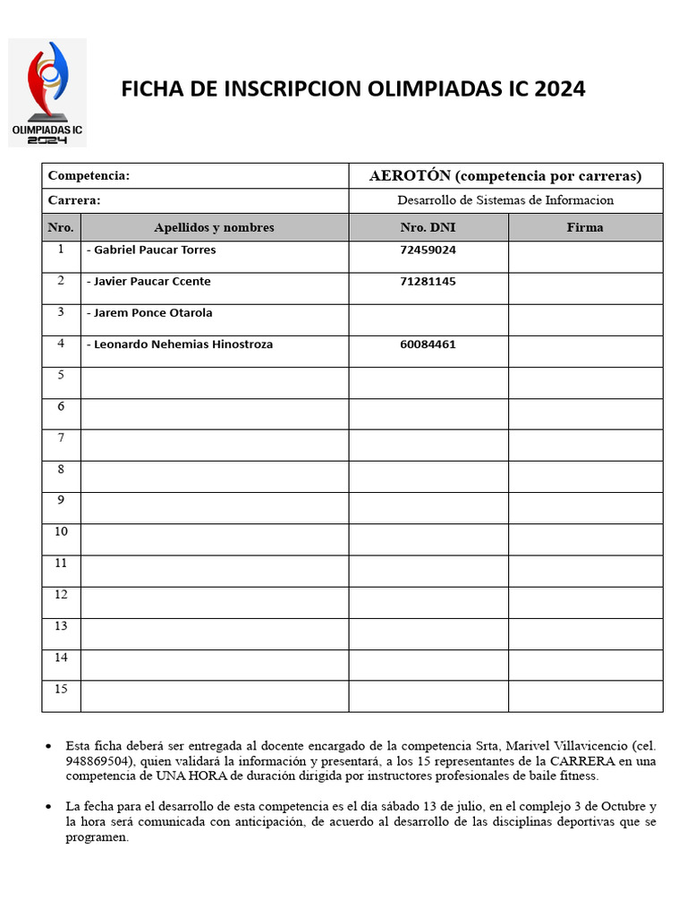 Aeroton y El Mas Fuerte Fichas para La Competencias en Equipo Olimpiadas Ic 2024 | PDF