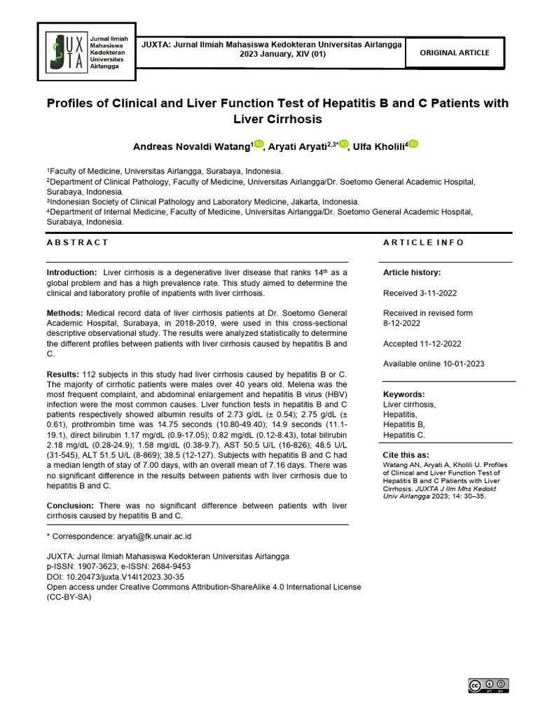 16.profiles of Clinical and Liver Function Test of Hepatitis B and C ...
