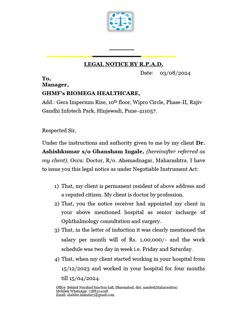 Ashish Sir 138 Notice Two | PDF