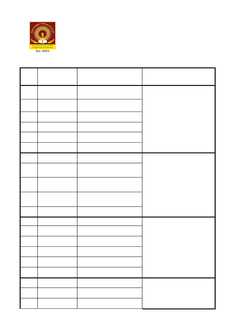 Mentoring List 2023-24.Xlsx - S2 CSE | PDF