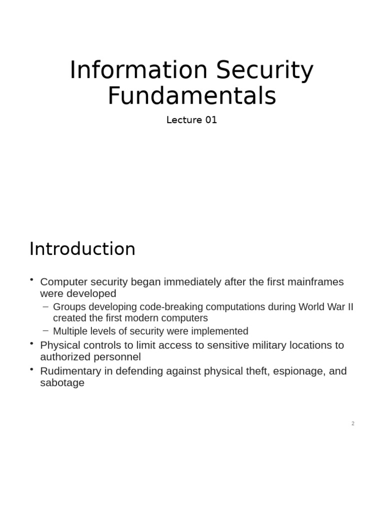 1.information Security Fundamentals | PDF