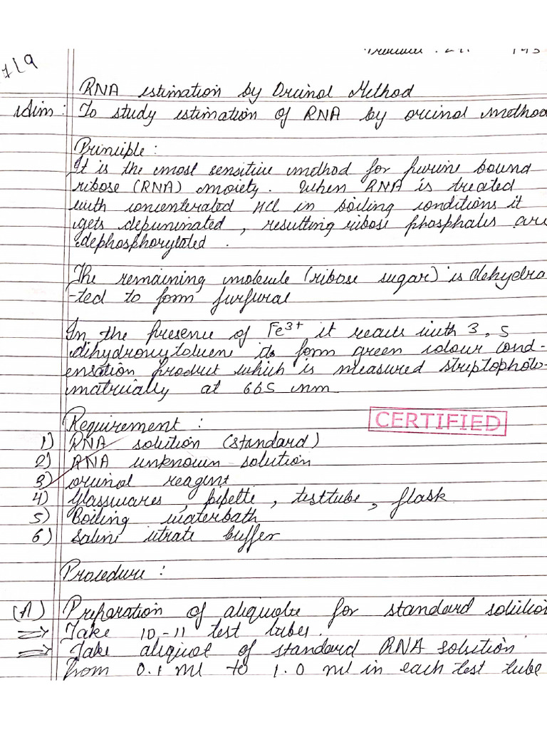 RNA by Orcinol Method | PDF