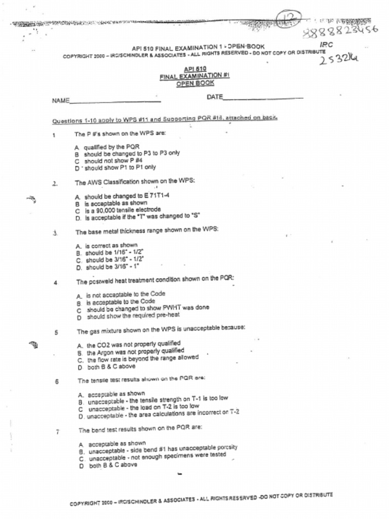 API 510 Exam Paper 5set | PDF