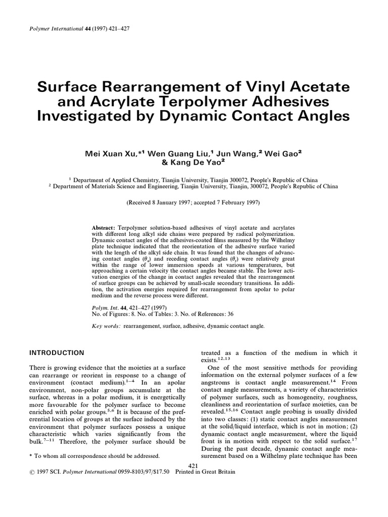 Surface Rearrangement of Vinyl Acetate and Acrylate Terpolymer ...