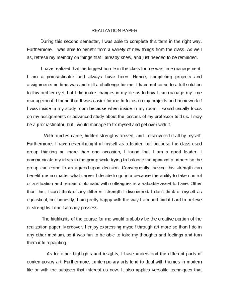 Realization Paper | PDF