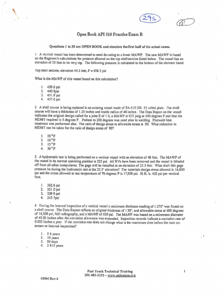 API 510 Practice 1 | PDF