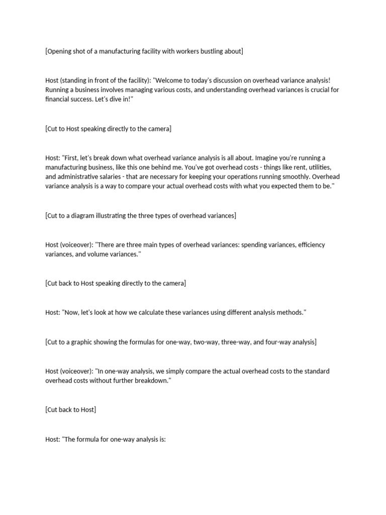 Variance Analysis Discussion Script | PDF