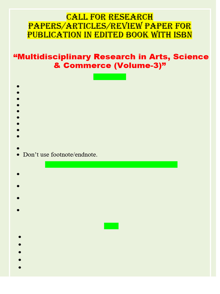 Call For Research Paper & Article-1 | PDF