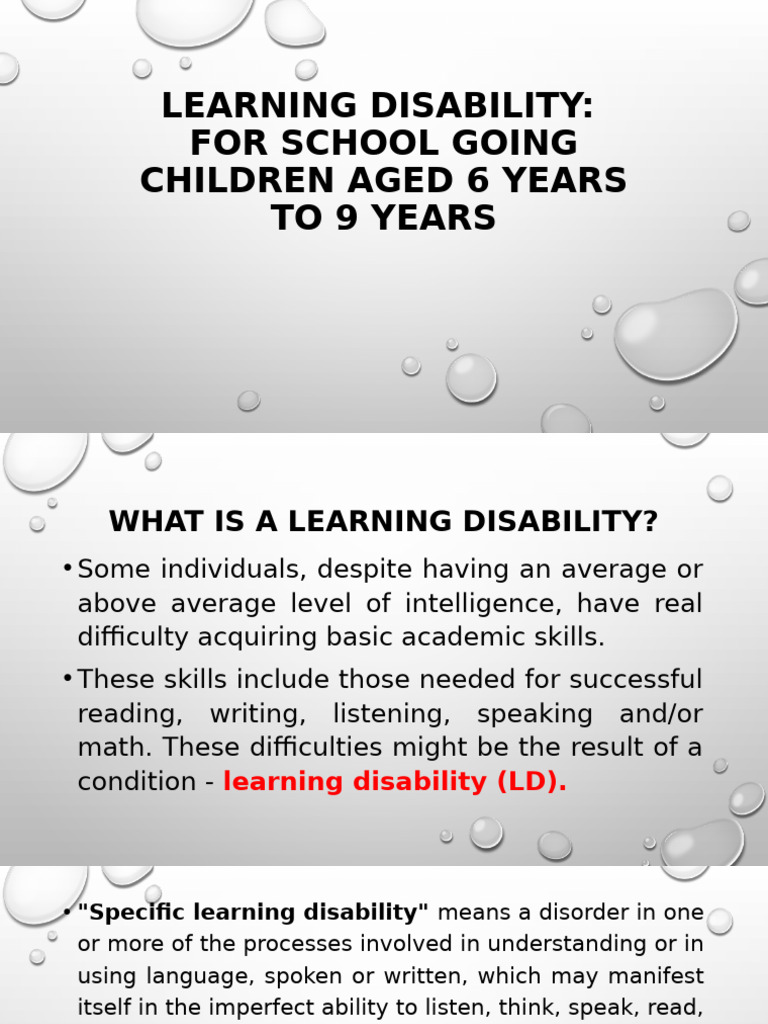 Learning Disabilty - PPT 07.03.2023 | PDF