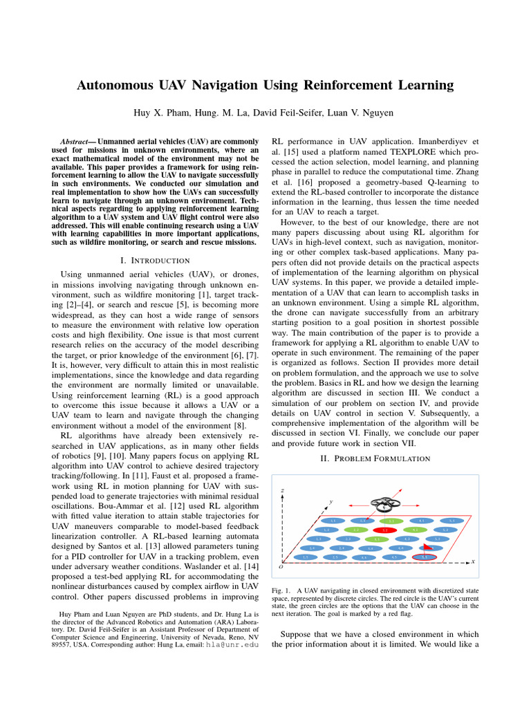 Autonomous UAV Navigation Using Reinforcement Learning | PDF