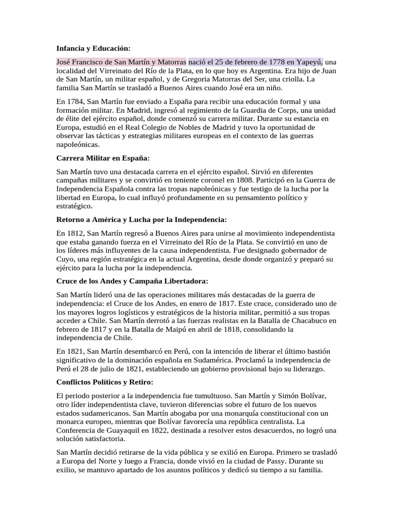 Don José de San Martín | PDF