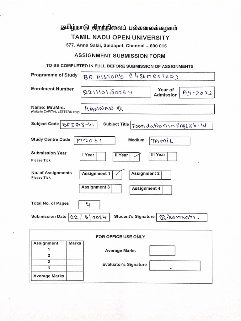 Foundation English - 1 Assignment | PDF