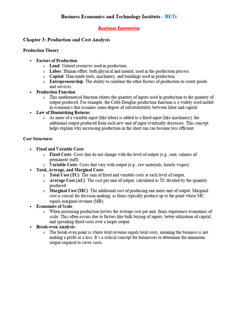 CH03 | PDF | Production Function | Business