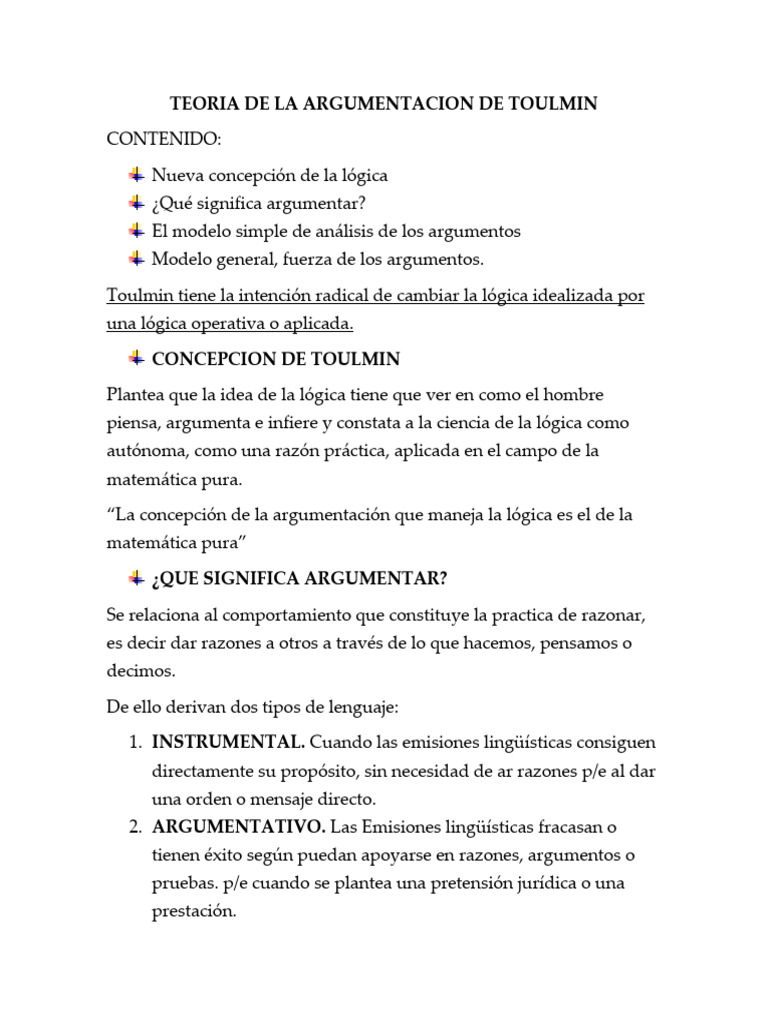 Teoria de La Argumentacion de Toulmin | PDF