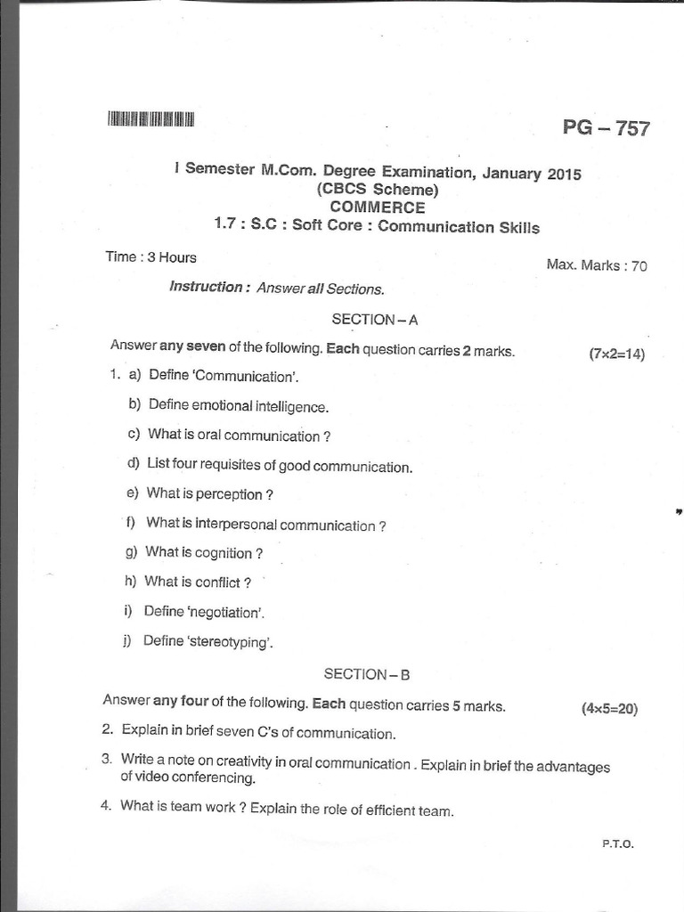 COMMUNICATION SKILLS TEST WITH ANSWERS PDF GRADE 12 Technical ...