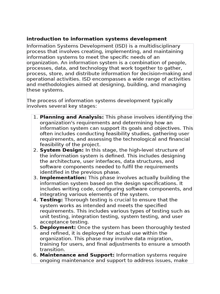 Introduction to Information Systems Development | PDF