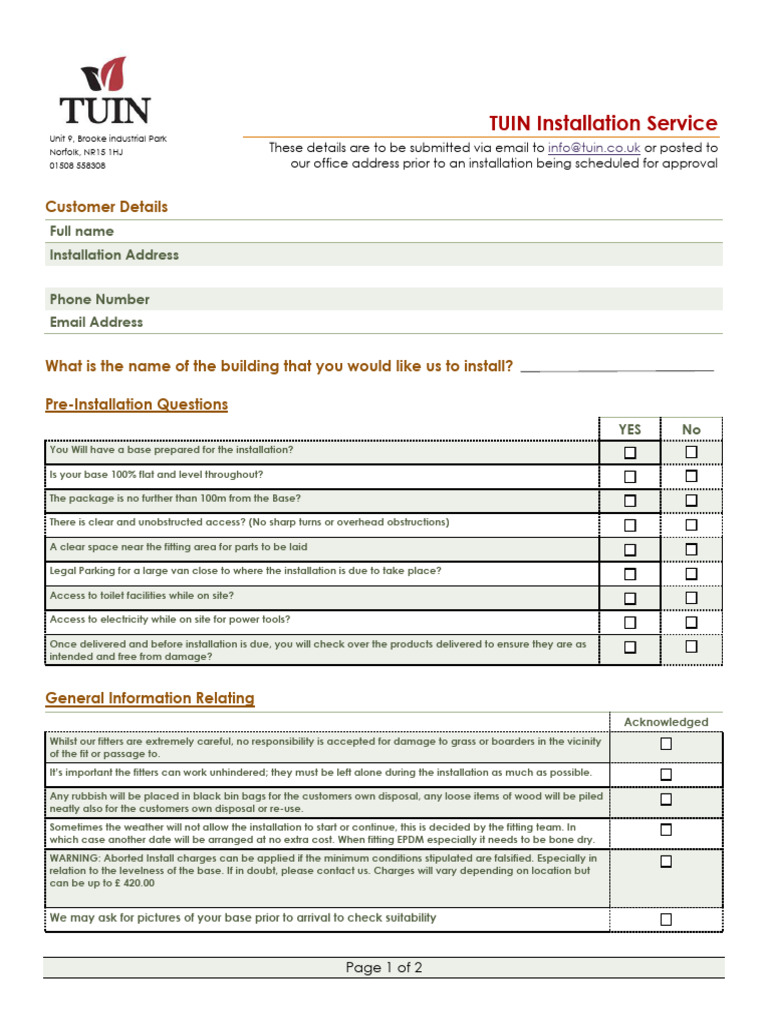 Log Cabin Installation Checklist | PDF