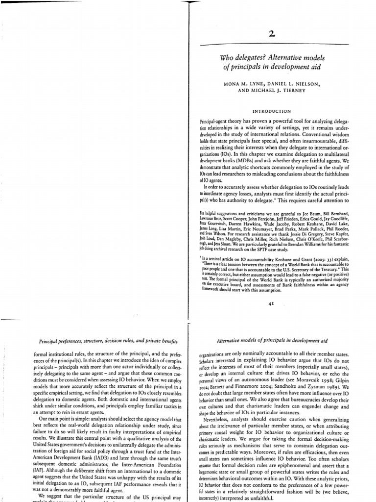 Lyne Nielson A Tierney (2006) Who Delegates. Alternative Models of ...