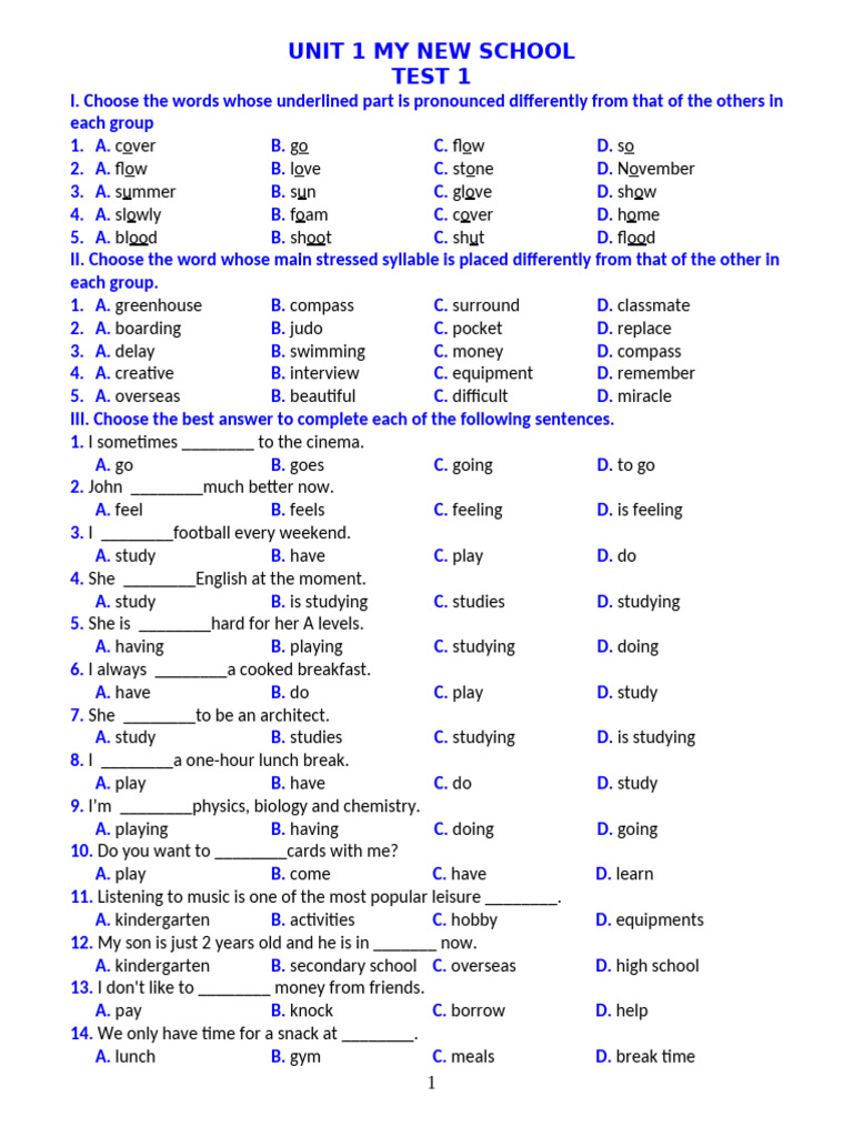 Unit 1-GRADE 6 | PDF