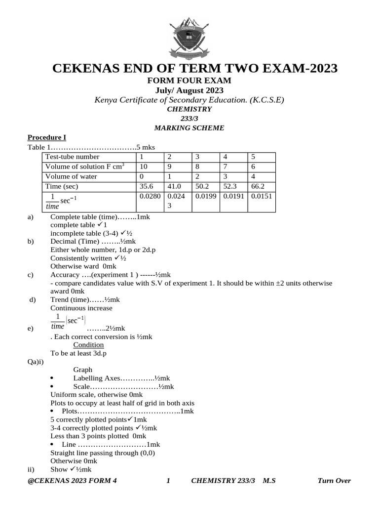 Chemistry Paper 3 Ms | PDF