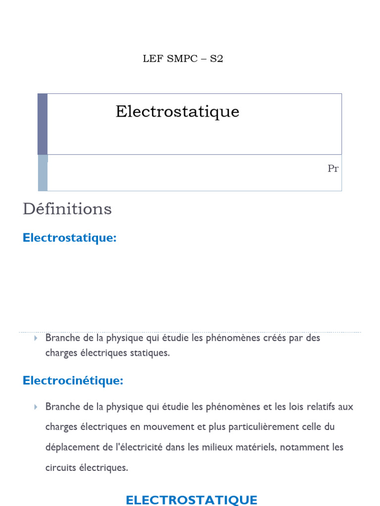 Résumé Du Cours Electrostatique | PDF