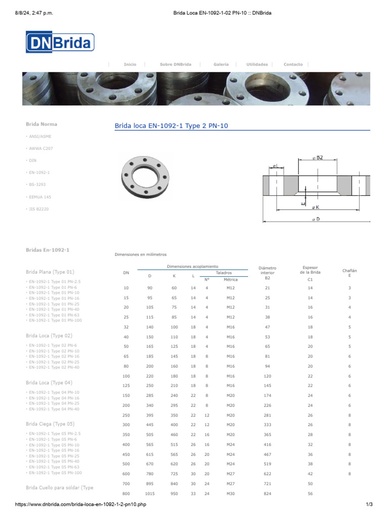Brida Loca EN-1092-1-02 PN-10 - DNBrida | PDF