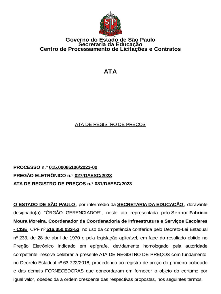 Ata de RP - Interior C - Lote 01 | PDF